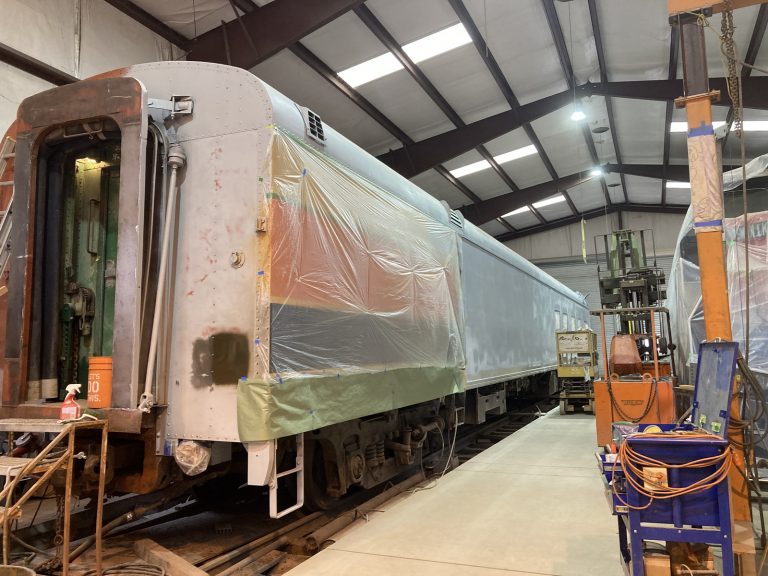 Paint work underway on GN Ranch Car 'Hidden Lake' | Niles Canyon Railway